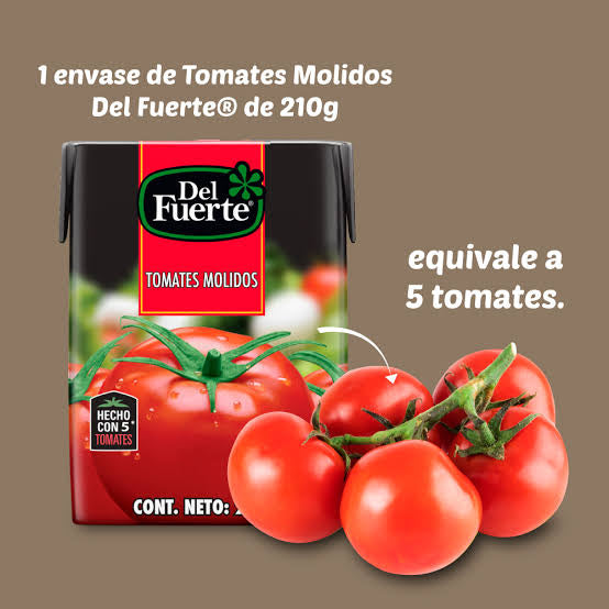 Puré de Tomates Molidos Condimentados DEL FUERTE TetraPack 210g ...